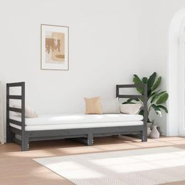 MAISONCHIC Tagesbett Ausziehbar Doppelbett Bett für Schlafzimmer Grau 2x(90x190) cm Massivholz Kiefer DE68800