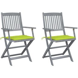 MAISONCHIC - 2er Set Gartenstühle Gartensessel Klappbare Stühle für Garten Terrasse Balkon mit Sitzkissen Massivholz Akazie DE86124