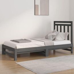 MAISONCHIC Tagesbett Ausziehbar Doppelbett Bett für Schlafzimmer Grau 2x(90x190) cm Massivholz Kiefer DE19849