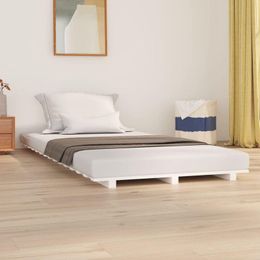 MAISONCHIC Massivholzbett Einzelbett Bett für Schlafzimmer Weiß 90x200 cm Kiefer DE57165