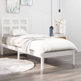 MAISONCHIC Massivholzbett Einzelbett Bett für Schlafzimmer Weiß 90x200 cm DE73049