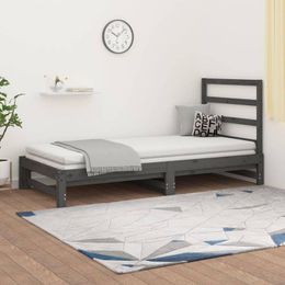 MAISONCHIC Tagesbett Ausziehbar Doppelbett Bett für Schlafzimmer Grau 2x(90x190) cm Massivholz Kiefer DE19750