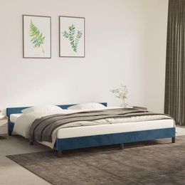 MAISONCHIC Bettgestell mit Kopfteil Doppelbett Bett für Schlafzimmer Dunkelblau 200x200 cm Samt DE67116