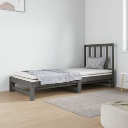 MAISONCHIC Tagesbett Ausziehbar Doppelbett Bett für Schlafzimmer Grau 2x(90x190) cm Massivholz Kiefer DE56520