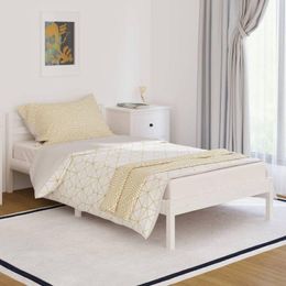 MAISONCHIC Massivholzbett Einzelbett Bett für Schlafzimmer Kiefer 100x200 cm Weiß DE37029