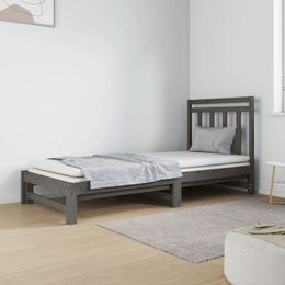 MAISONCHIC Tagesbett Ausziehbar Doppelbett Bett für Schlafzimmer Grau 2x(90x190) cm Massivholz Kiefer DE94919