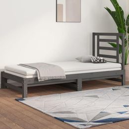 MAISONCHIC Tagesbett Ausziehbar Doppelbett Bett für Schlafzimmer Grau 2x(90x190) cm Massivholz Kiefer DE96262
