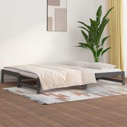MAISONCHIC Tagesbett Ausziehbar Doppelbett Bett für Schlafzimmer Grau 2x(90x190) cm Massivholz Kiefer DE18831