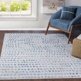 Teppich Kurzflor Wohnzimmer Skandi Design mit Punkten Blau und Grau 200 x 275 cm - Surya
