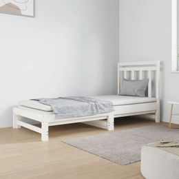 MAISONCHIC Tagesbett Ausziehbar Doppelbett Bett für Schlafzimmer Weiß 2x(90x190) cm Massivholz Kiefer DE61657