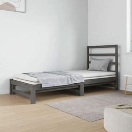 MAISONCHIC Tagesbett Ausziehbar Doppelbett Bett für Schlafzimmer Grau 2x(90x190) cm Massivholz Kiefer DE25785
