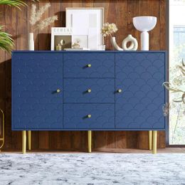 Kommode mit 2 Türen, 3 Schubladen und verstellbaren Einlegeböden, Sideboard für Wohnzimmer, Schlafzimmer, Marineblau – 82/120/40 cm