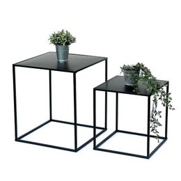 DanDiBo - Couchtisch Schwarz Metall 2er Set Beistelltisch Wohnzimmer 96252 Tisch Beistelltisch 52 cm und 42 cm Sofatisch Küchentisch Modern