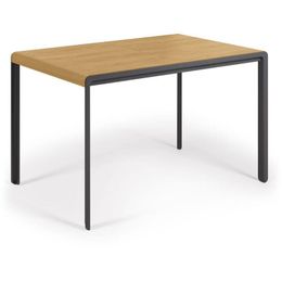 Nadyria ausziehbarer Tisch mit Eichenfurnier und schwarzen Stahlbeinen 120 (160) x 80 cm - Kave Home