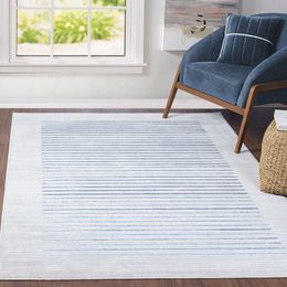 Teppich Kurzflor Wohnzimmer Gestreiftes Skandi Design Blau und Grau 200 x 275 cm - Surya