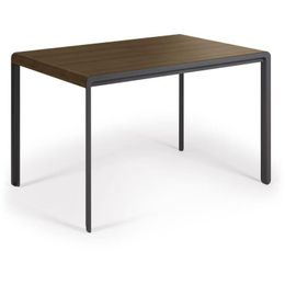 Nadyria ausziehbarer Tisch mit Walnussfurnier und schwarzen Stahlbeinen 120 (160) x 80 cm - Kave Home