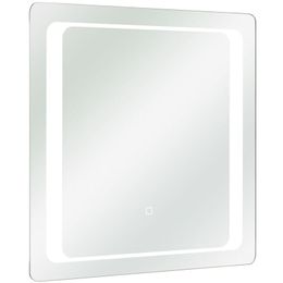 Lomadox Spiegel 70x70 cm inkl. led Beleuchtung mit Touch Bedienung MURCIA-66, b/h/t: ca. 70/70/3 cm - silber