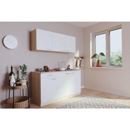respekta - Küche Miniküche Single Eiche Weiß ohne Kühlschrank Luis 150 cm
