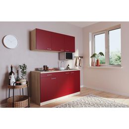 Küche Miniküche Single Eiche Rot ohne Kühlschrank Luis 150 cm respekta