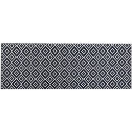Beliani - Teppich Läufer Schwarz / Weiß Stoff 70 x 200 cm Rechteckig mit Geometrischem Muster Rutschfest Modern Vorleger Flur Küche Schlafzimmer