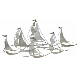Beliani Wanddekoration Silber / Weiß Segelboote Unregelmäßig 67 x 132 cm aus Metall Modernes Design Wohnzimmer Flur Büro Kinderzimmer - Gold