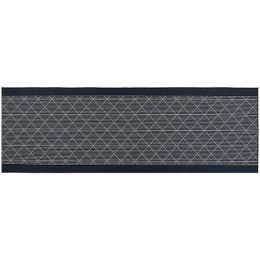 Beliani - Teppich Läufer Marineblau Polyester 80x240 cm Geometrisches Muster Boho Modern Kurzflor für Wohnzimmer Schlafzimmer Flur - Weiß