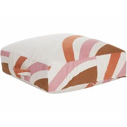 Beliani Pouf in Weiß u. Rosa u. Braun Baumwolle quadratisch 50 x 50 cm mit EPS-Füllung Modernes Design Bodenkissen für Wohnzimmer Schlafzimmer - Weiß