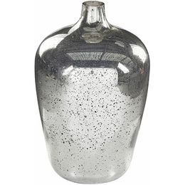 Beliani Blumenvase Silber 40 cm aus Glas mit glänzender Oberfläche Handgefertigt Wohnartikel Wohnung Zubehör Dekogefäß Rund Modern Glamourös Modern - Schwarz