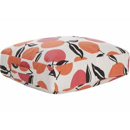 Beliani Pouf Mehrfarbig Baumwolle quadratisch 50 x 50 cm mit EPS-Füllung Obst-Motiv Modernes Design Bodenkissen für Wohnzimmer Schlafzimmer - Weiß