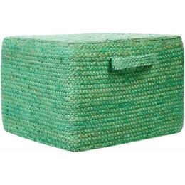 Beliani Pouf Grün aus Jute 45 x 45 x 30 cm Quadratisch Geflochten Boho Sitzhocker Fußhocker für Wohnzimmer Kinderzimmer Flur - Grün