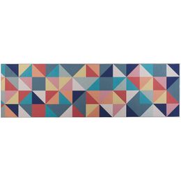 Beliani - Teppich Läufer Bunt Polyester 60x200 cm Geometrisches Muster Modernes Design Kurzflor für Wohnzimmer Schlafzimmer Flur - Rot