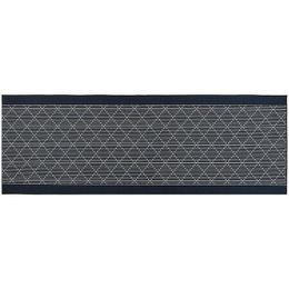 Beliani - Teppich Läufer Marineblau Polyester 70x200 cm Geometrisches Muster Boho Modern Kurzflor für Wohnzimmer Schlafzimmer Flur - Weiß