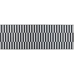 Beliani - Teppich Läufer Schwarz / Weiß Stoff 80 x 240 cm Rechteckig mit Streifenmuster Geometrisch Rutschfest Modern Vorleger Flur Küche