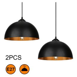 2x Pendelleuchte Lampenschirm Küche Hängelampe Design Hänge-Leuchte hängende - schwarz - Tolletour