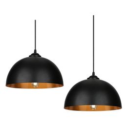 Tolletour - 2x Pendelleuchte Lampenschirm Küche Hängelampe Decke Schwarz-gold Licht Beleuchtung Design - schwarz