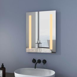 Badspiegel mit Beleuchtung 45x60cm Badezimmerspiegel, Wandschalter mit Warmweiß Beleuchtung Wandspiegel - Meykoers