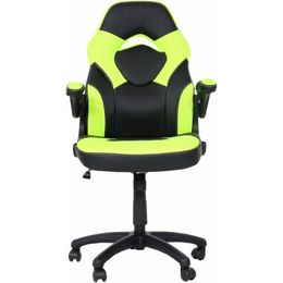 HHG - Bürostuhl 585, Drehstuhl Gamingstuhl, ergonomisch, verstellbare Armlehne, Kunstleder schwarz-grün - green