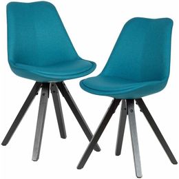 FineBuy - 2er Set Esszimmerstuhl mit schwarzen Beinen Stuhl Skandinavisch, Polsterstuhl mit Stoff-Bezug, Design Küchenstuhl gepolstert