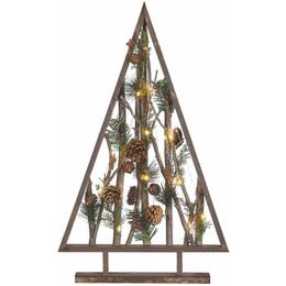 Beliani - Weihnachtsdekoration Dunkelbraun Kiefernholz 62 cm mit LED-Beleuchtung zum Aufstellen Tannenbaumform Deko Adventsdekoration Tischdeko