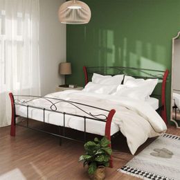 MAISONCHIC Doppelbett Bett für Schlafzimmer Schwarz Metall 140x200 cm DE81151