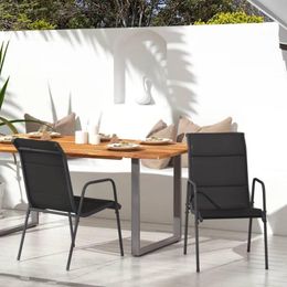 MAISONCHIC - 2er Set Gartenstühle Gartensessel Stühle für Garten Terrasse Balkon Stahl und Textilene Schwarz DE89309