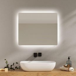 Led Badspiegel Badezimmerspiegel mit Beleuchtung Wandspiegel mit Druckknopfschalter 2 Farben des Lichts Beschlagfrei 60x50 cm - Emke