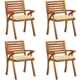 MAISONCHIC 4er Set Gartenstühle Gartensessel mit Kissen Stühle für Garten Terrasse Balkon Massivholz Akazie DE48009