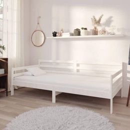 MAISONCHIC Tagesbett Einzelbett Bett für Schlafzimmer Weiß Kiefer Massivholz 90x200 cm DE22896