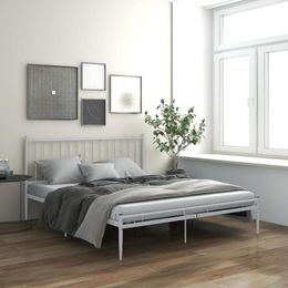 MAISONCHIC Bettgestell Doppelbett Bett für Schlafzimmer Weiß Metall 180x200 cm DE68085