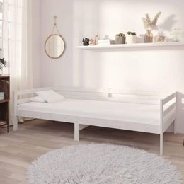 MAISONCHIC Tagesbett Einzelbett Bett für Schlafzimmer Weiß Kiefer Massivholz 90x200 cm DE59389