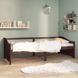 MAISONCHIC Tagesbett 3-Sitzer Einzelbett Bett für Schlafzimmer Dunkelbraun Massivholz Kiefer 90x200 cm DE95709