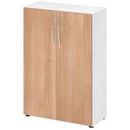 Hammerbacher Aktenschrank 4550, V4550/W/N/BM weiß, nussbaum 2 Fachböden 80,0 x 34,6 x 114,4 cm