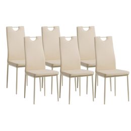 ALBATROS Esszimmerstühle SALERNO 6er Set, Beige - Edles Italienisches Design, Polsterstuhl mit Kunstleder-Bezug, Modern Stilvoll am Esstisch - Küchenstuhl Stuhl Esszimmer hohe Belastbarkeit