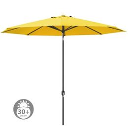 Sonnenschirm gelb 3,5 m rund, Aluminium-Gestell anthrazit, Polyester-Bespannung | paramondo interpara (ohne Standfuß, ohne zusätzliche Belüftung)